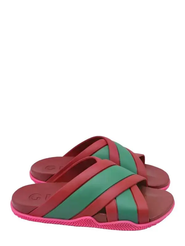 Gucci Web Criss-cross Slide Sandals - Red