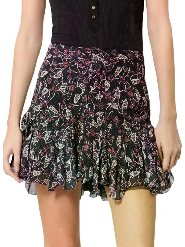MARANT ETOILE Daneen Printed Cotton Voile Skirt - Black