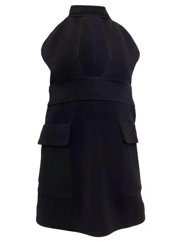 Saint Laurent Wool Cut-out Turtleneck Mini Dress - Black