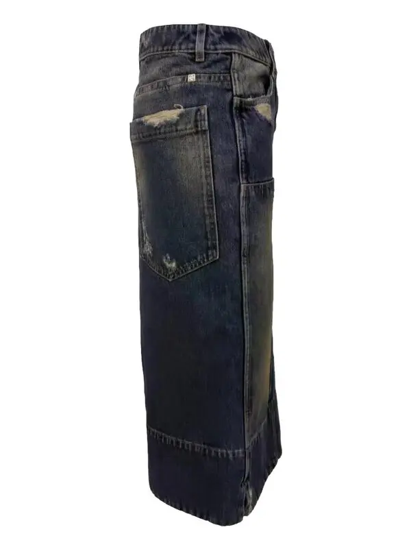 Givenchy Distressed Patchwork Denim Skirt - Blue