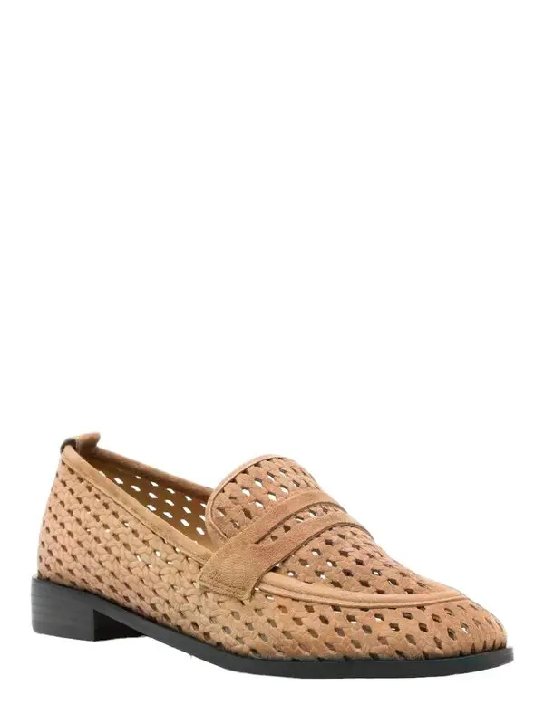 LINDA BAUMANN Woven Leather Loafers - Neutrals