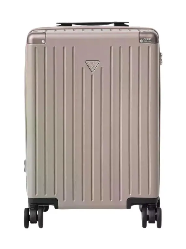 Guess Logo Plaque Ridged Suitcase - Neutrals