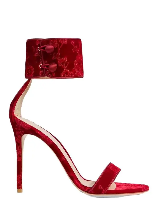 GIANVITO ROSSI Empress Embroidered Sandals - Red