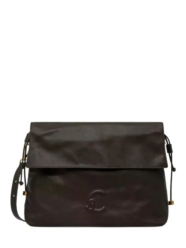 COCCINELLE Embossed-logo Foldover Shoulder Bag - Brown