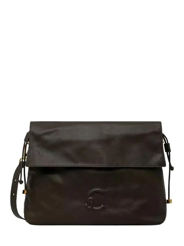 COCCINELLE Embossed-logo Foldover Shoulder Bag - Brown