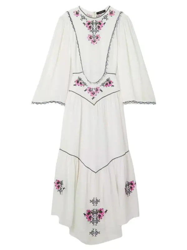 Isabel Marant Étoile Sonia Embroidered Pleated Dress - White
