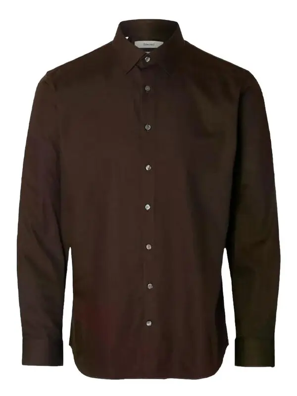 SELECTED Slim-fit Shirt - Brown