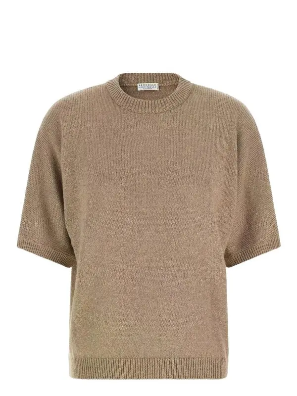 Brunello Cucinelli Sequin Embellished Crew Neck Sweater - Neutrals