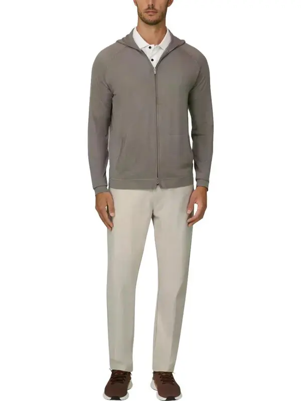 Boggi Milano Superfine Merino Wool Full-zip Hoodie - Grey