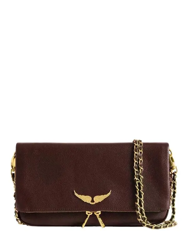 Zadig&Voltaire Rock Grained Leather Clutch Bag - Purple