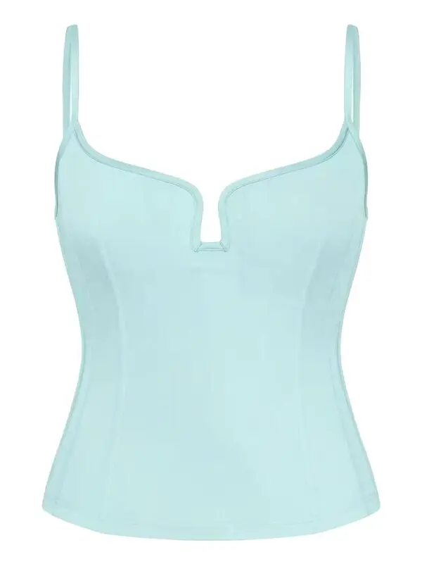 Paris Georgia Marlo Notched-neck Top - Blue