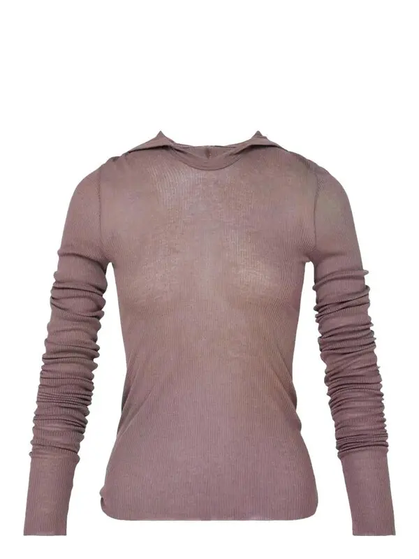 Rick Owens Hooded Ribbed T-shirt - Purple