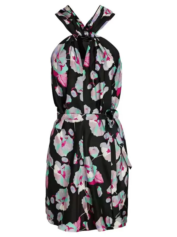 Isabel Marant Étoile Floral-print Halterneck Mini Dress - Black