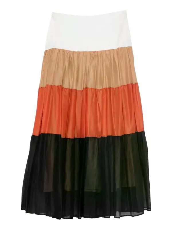 KAOS Colour-block Tiered Maxi Skirt - Black