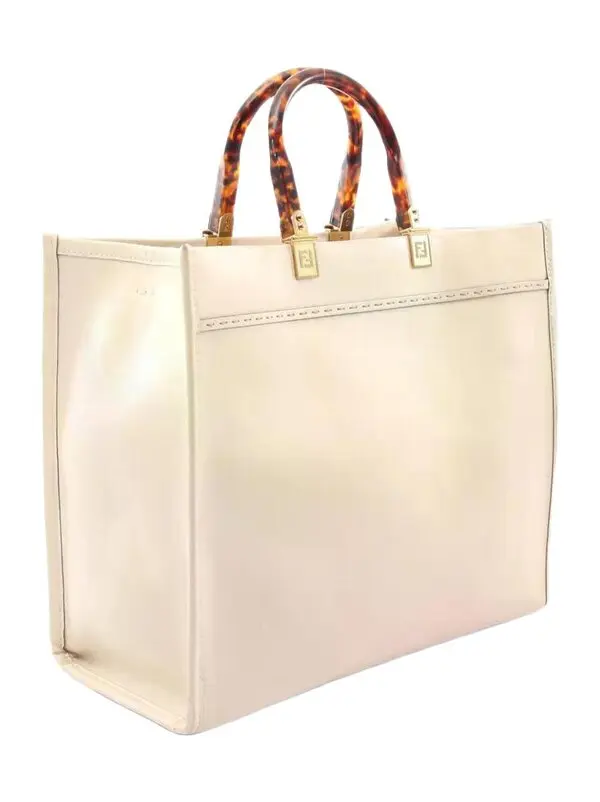 Fendi Leather Tote Bag - Neutrals