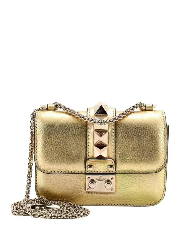 Valentino Garavani Glam Lock Leather Mini Crossbody Bag - Gold