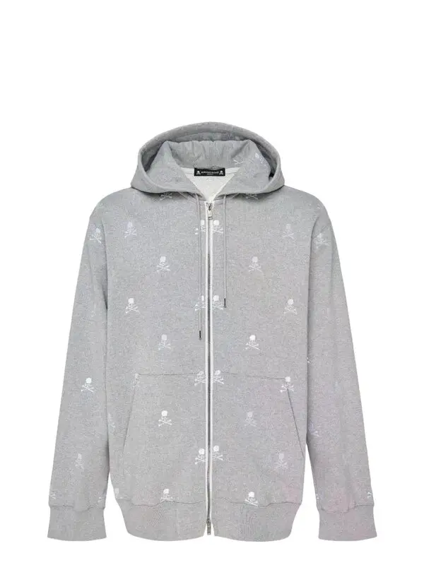 MASTERMIND WORLD Skull Print Zip-up Hoodie - Grey