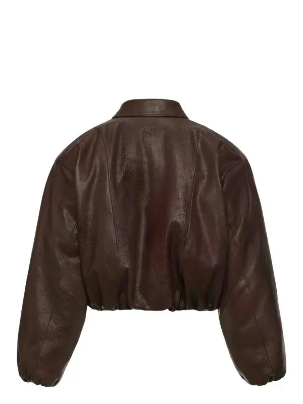 Magda Butrym Cropped Leather Bomber Jacket - Brown
