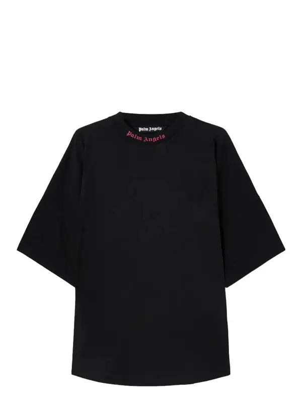 Palm Angels Logo-print Drop-shoulder T-shirt - Black