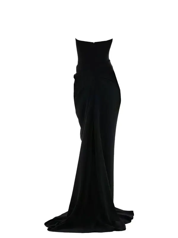RHEA COSTA Strapless Draped Gown - Black