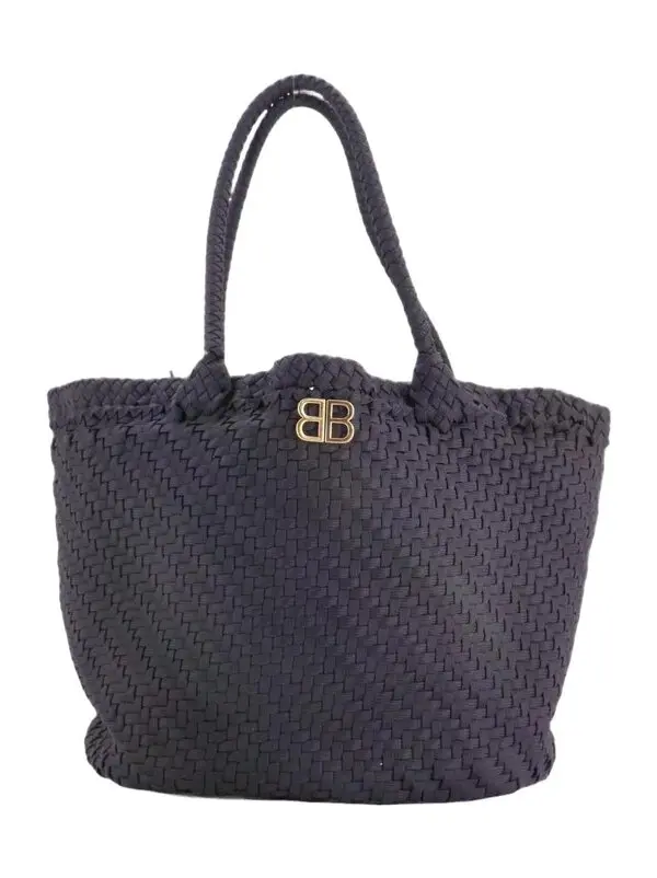 Balenciaga Shoelace Woven Fabric Large Tote Bag - Black