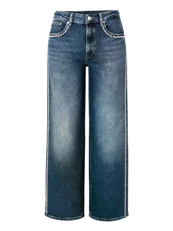 7 For All Mankind Stud-embellished Wide-leg Jeans - Blue