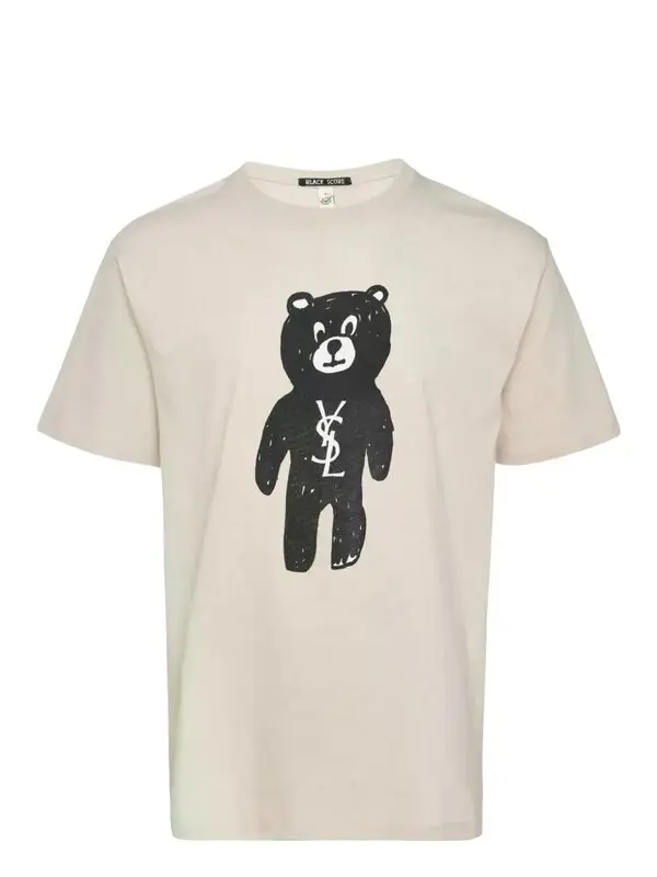 BLACK SCORE Bear Graphic-print T-shirt - Neutrals
