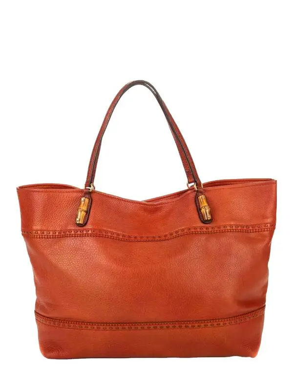 Gucci Medium Tote Bag With Bamboo Detail - Orange