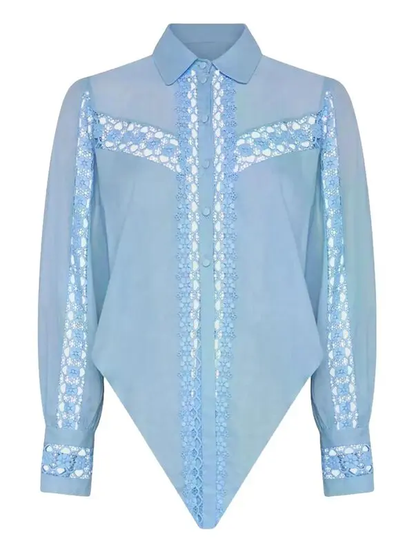 Charo Ruiz Ibiza Devi Lace-panel Blouse - Blue
