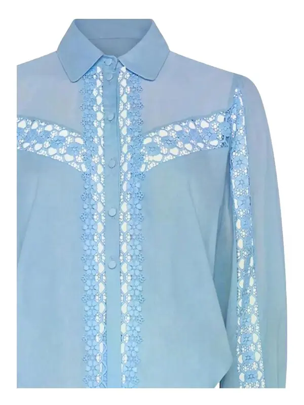 Charo Ruiz Ibiza Devi Lace-panel Blouse - Blue