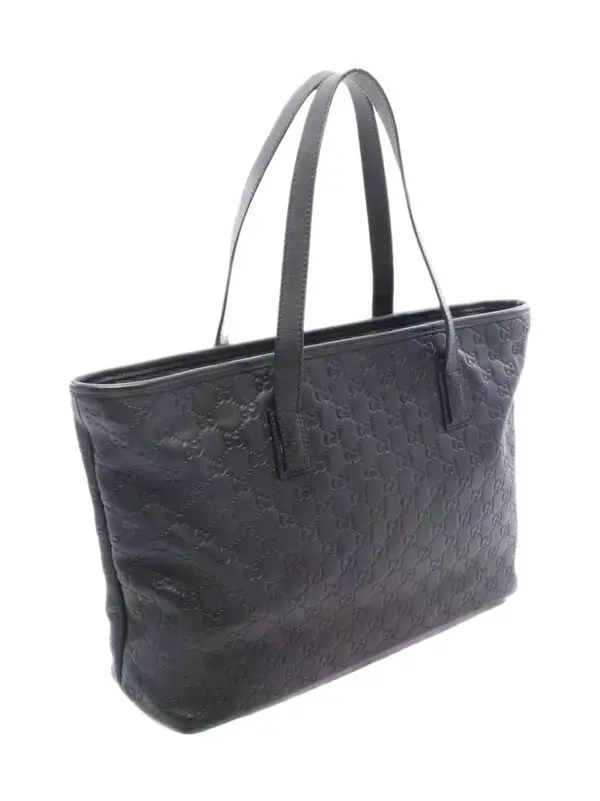 Gucci Leather Debossed Gg Logo Tote Bag - Black