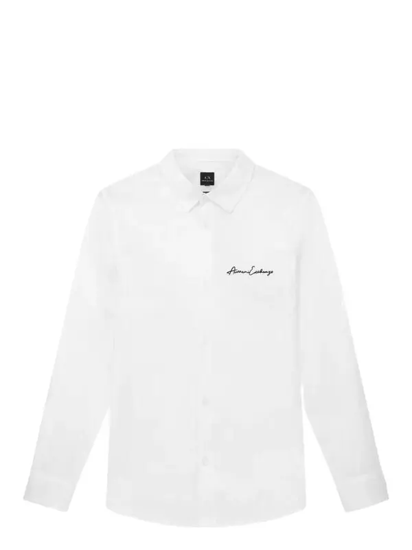 Armani Exchange Logo-detail Classic-collar Shirt - White