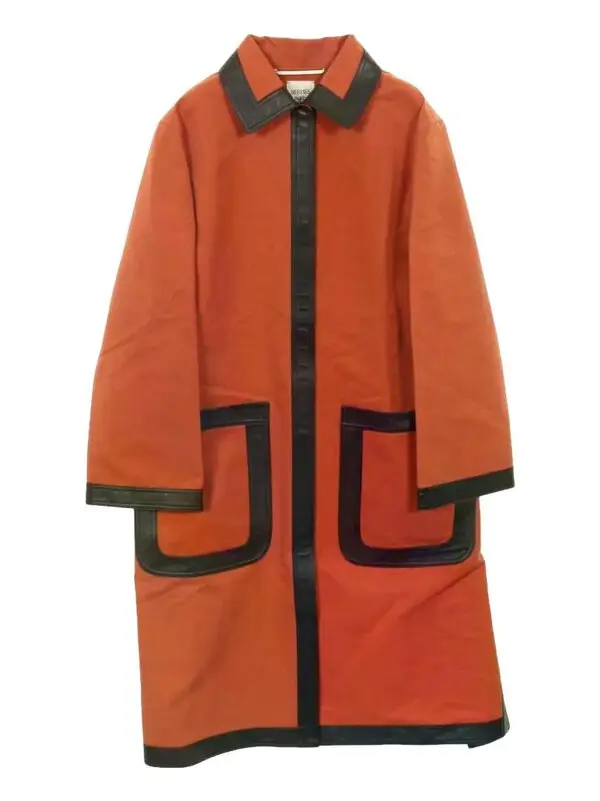 Hermès Leather-trimmed Trench Coat - Orange
