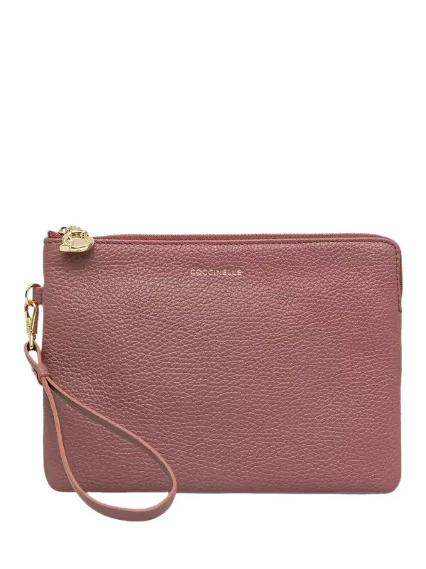 COCCINELLE Grained Leather Pouch Bag - Pink