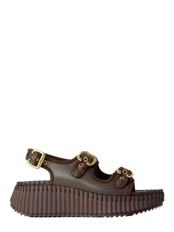 Chloé Buckle-strap Ridged Platform Sandals - Brown