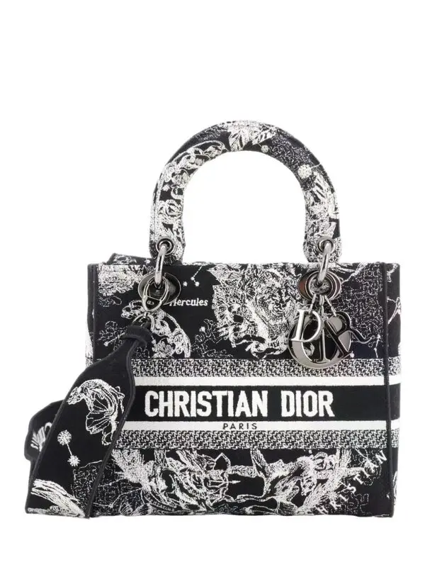 Dior Lady D-lite Embroidered Canvas Satchel - Black