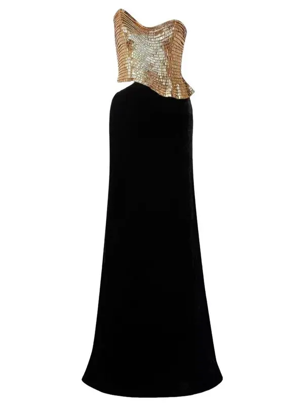 Naeem Khan Embellished Strapless Maxi Dress - Black