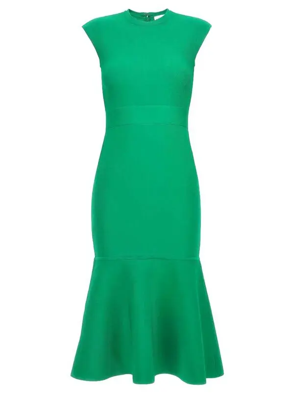 Herve Leger Fluted Stretch-knit Dress - Green