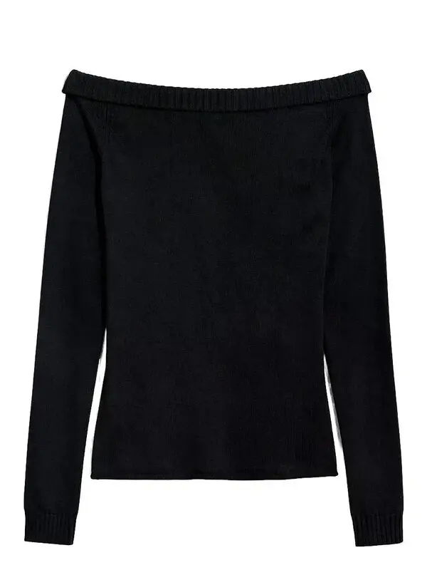 IRO PARIS Off-the-shoulder Ribbed Trim Sweater - Black