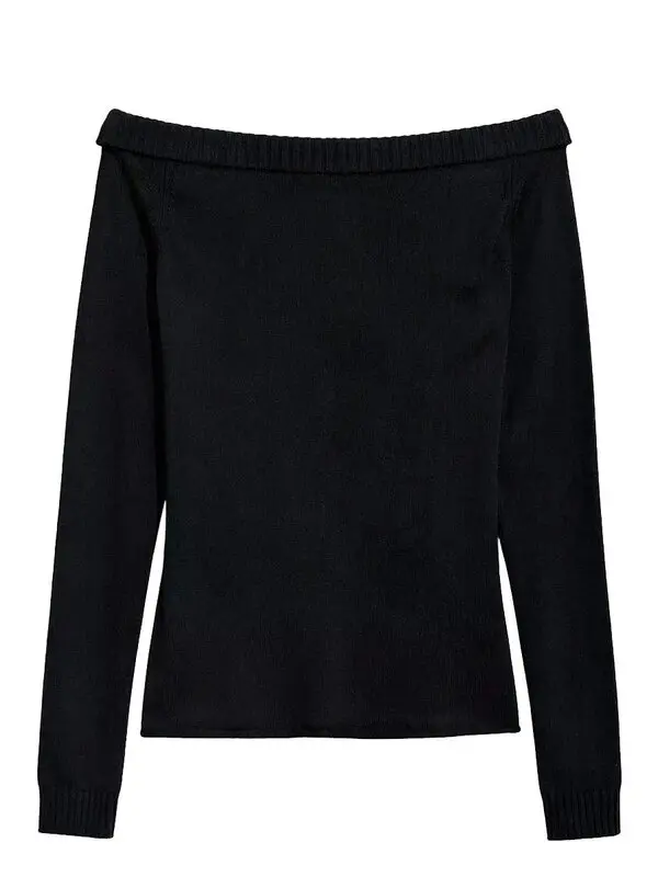 IRO PARIS Off-the-shoulder Ribbed Trim Sweater - Black