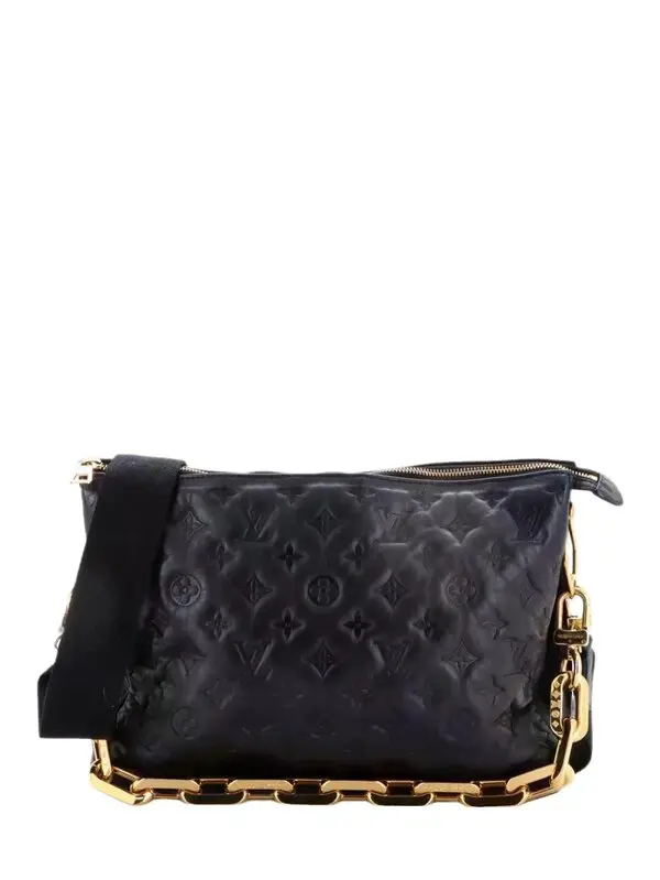 LOUIS VUITTON Coussin Mm Monogram Embossed Lambskin Crossbody Bag - Black