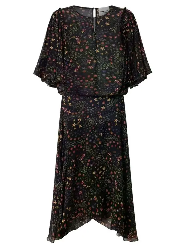 MARANT ETOILE Firda Floral Print Midi Dress - Black