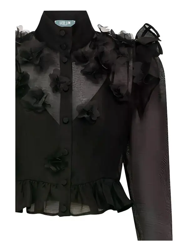LEO LIN Maeve Petal Embellished Blouse - Black