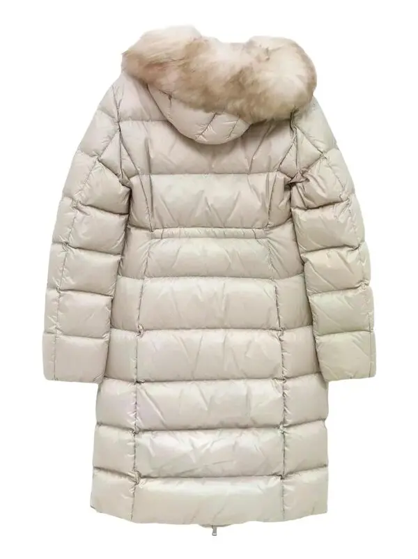 Moncler Quilted Down Coat With Fur-trimmed Hood - Neutrals