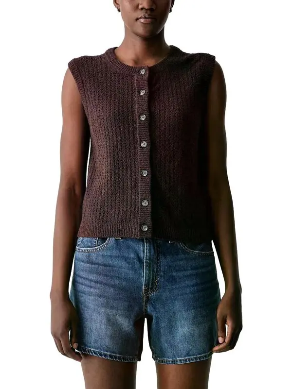 Marc O'polo Pointelle Knit Button-up Cardigan - Brown