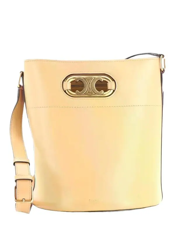Celine Maillon Triomphe Leather Medium Bucket Bag - Neutrals