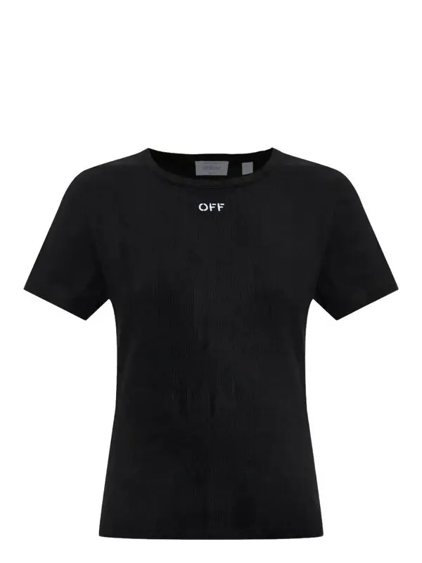 Off-White Ribbed Knit Logo T-shirt - Black