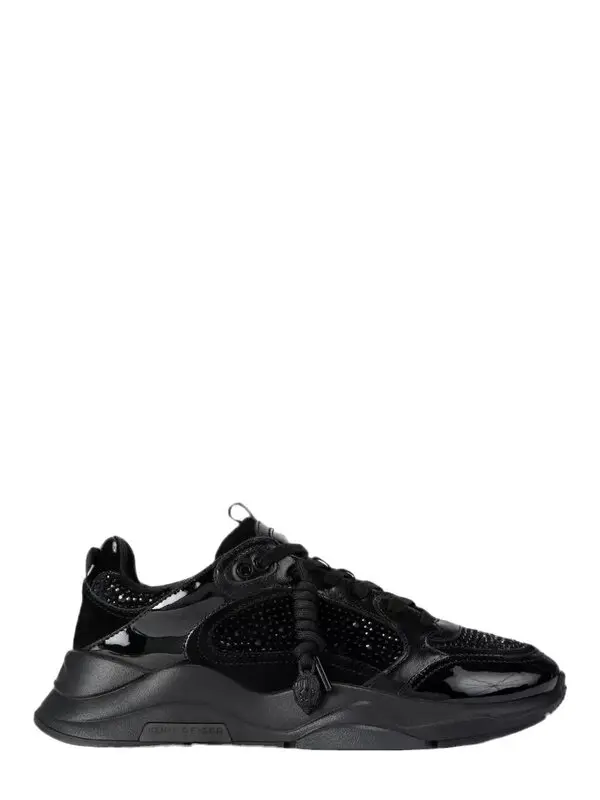Kurt Geiger Royston Crystal-embellished Patent-leather Sneakers - Black