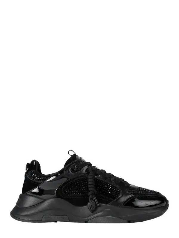 Kurt Geiger Royston Crystal-embellished Patent-leather Sneakers - Black