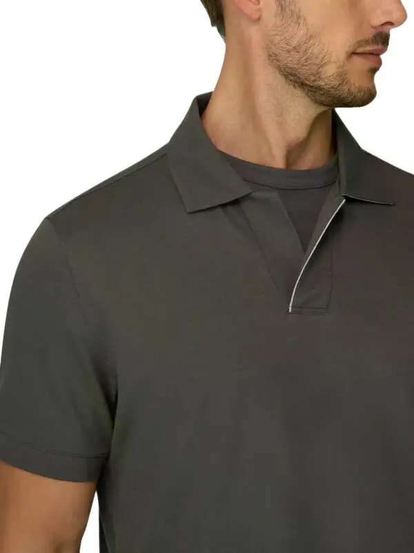 Boggi Milano Polo In Stretch Cotton Blend Piqué Cool Jade-fresh - Grey